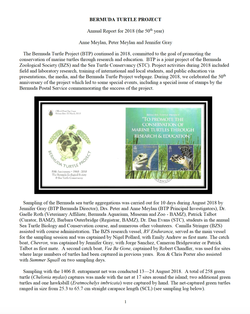 Annual Reports – Bermuda Turtle Project